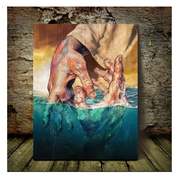 Art | Nwt Jesus Christ Hand Reaching Down Help Helping To Pull You Up ...